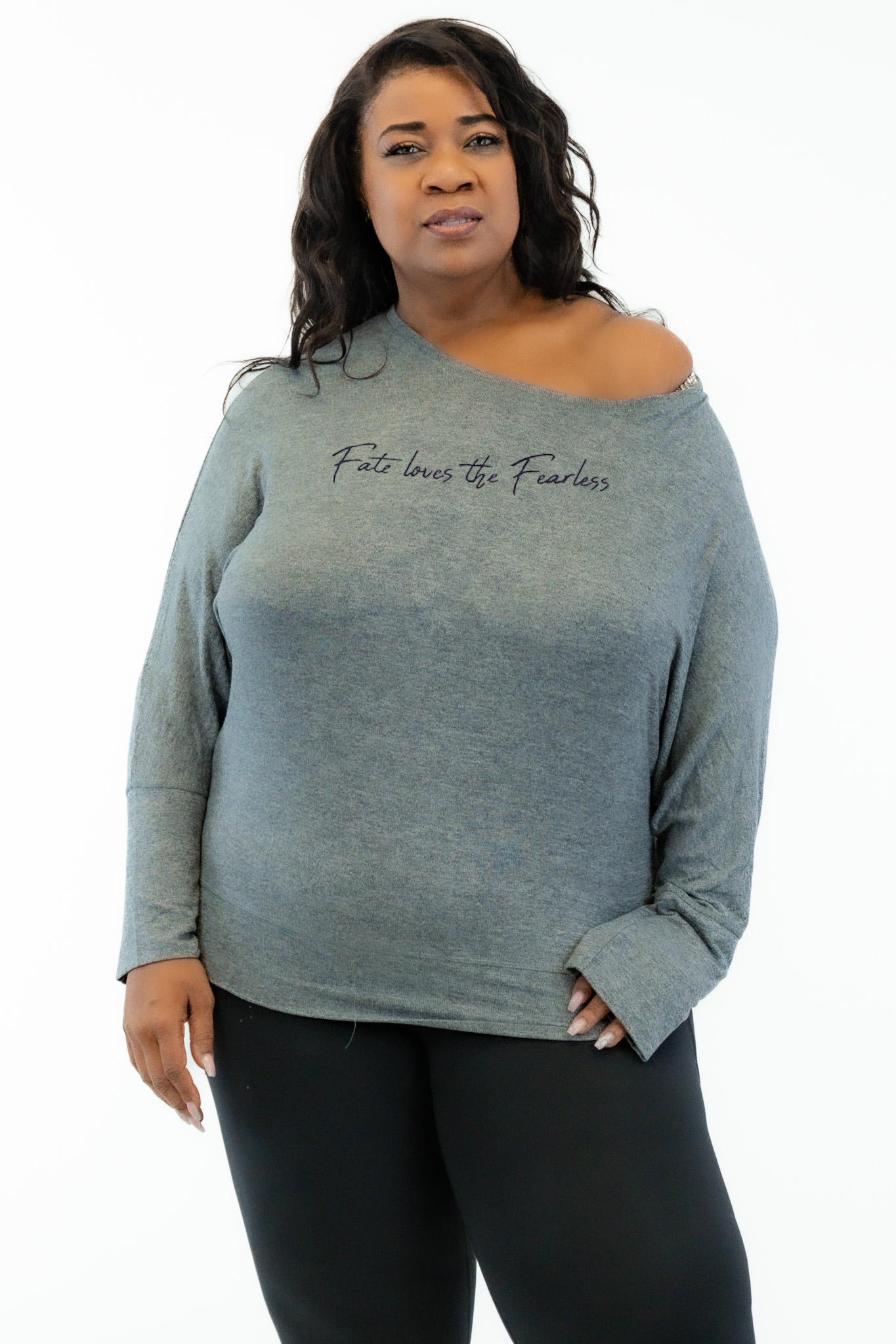 Off Shoulder Bombshell Dolman - Grey - Bombshell Boutique by Shannon Dey