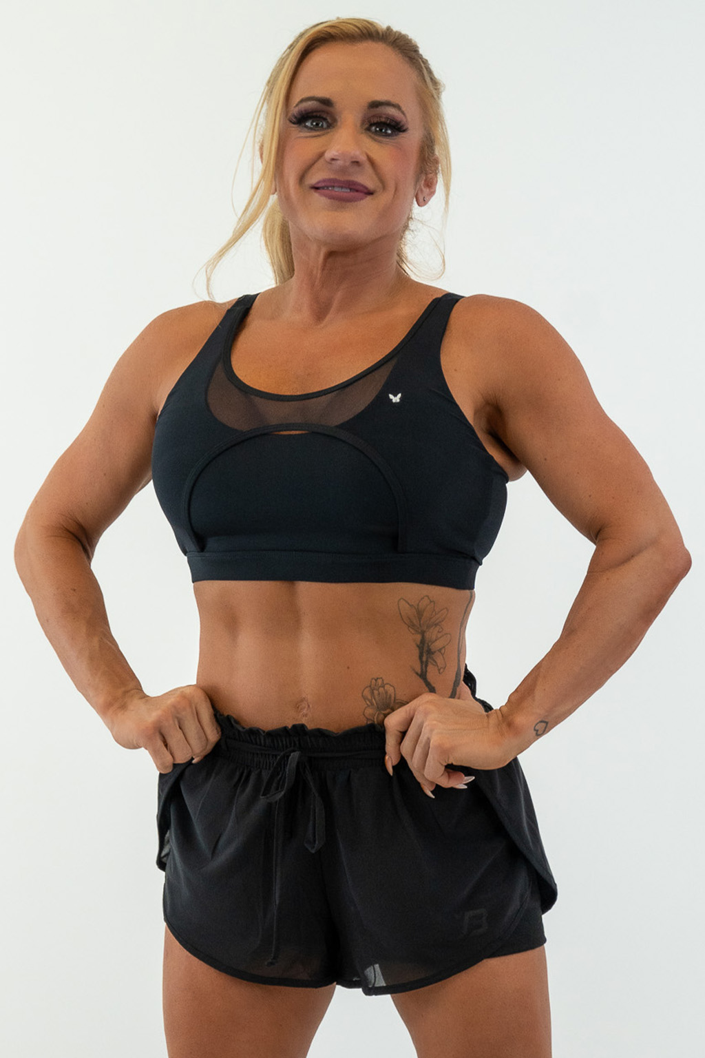 Bombshell Harness Front Performance Sports Bra - Black/White ...