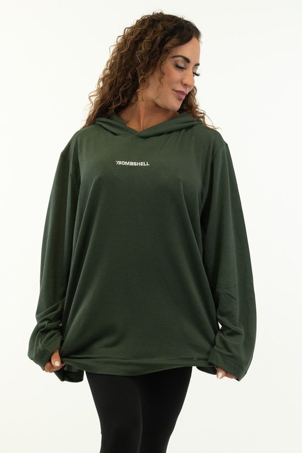 Bombshell Slim Fit Tapered Hoodie - Forest Green/White - Bombshell ...