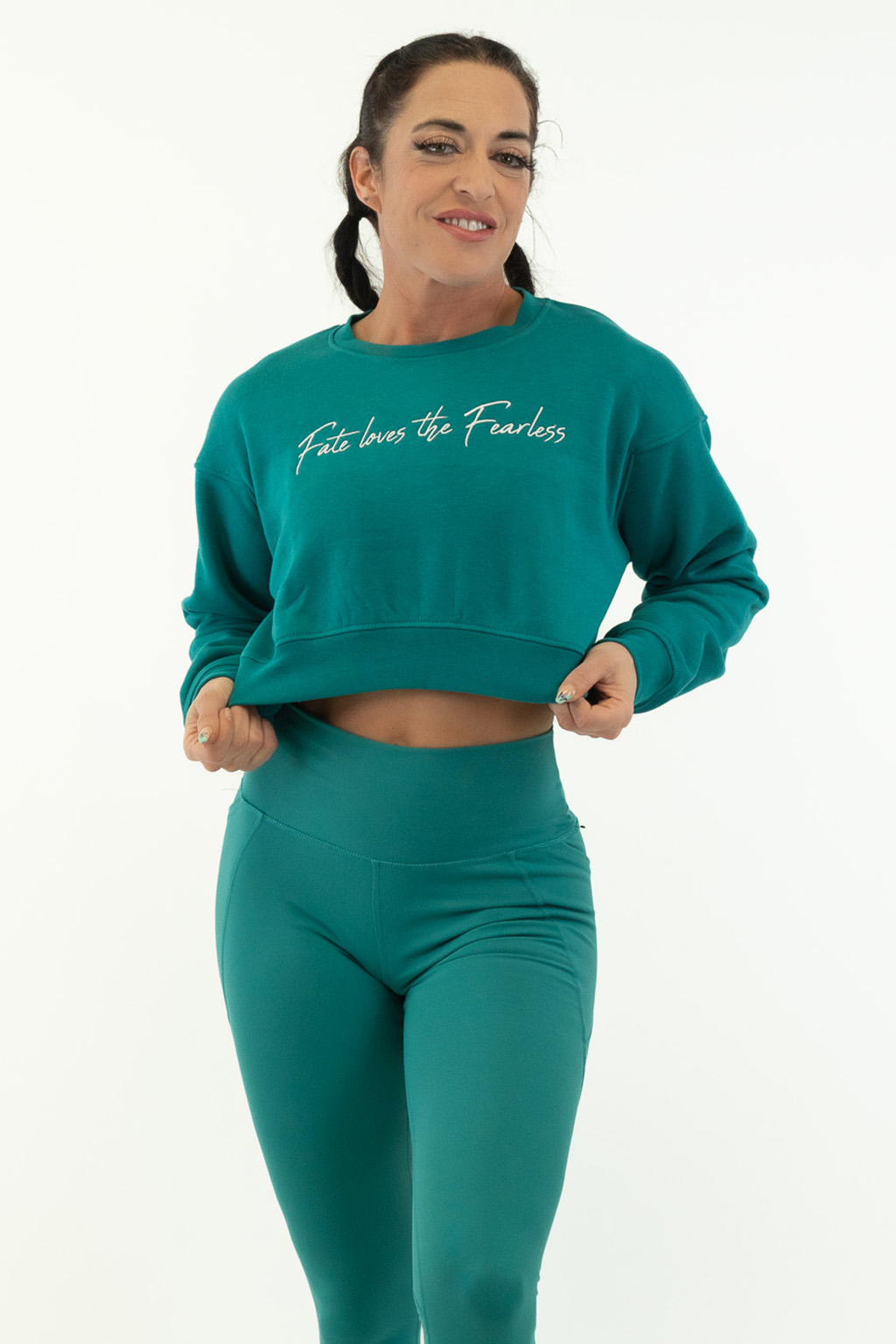 Bombshell Crop It Up Fleece Sweatshirt - Teal 22 - Bombshell Boutique ...