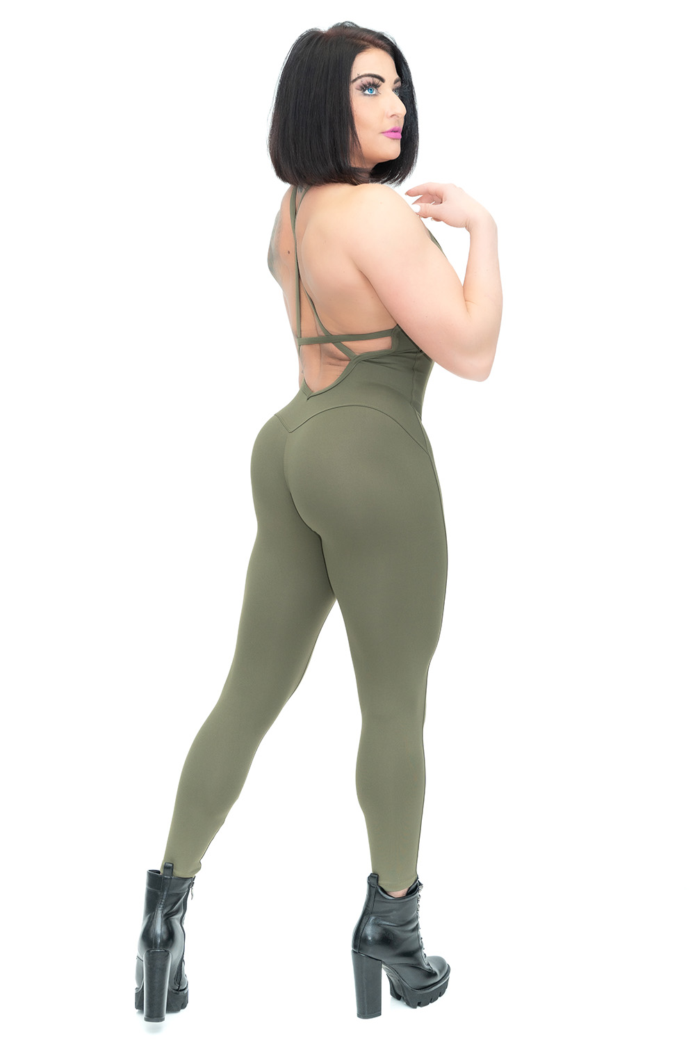 Bombshell Bare-Back Sasha Catsuit - Army Green - Bombshell Boutique by Shannon Dey