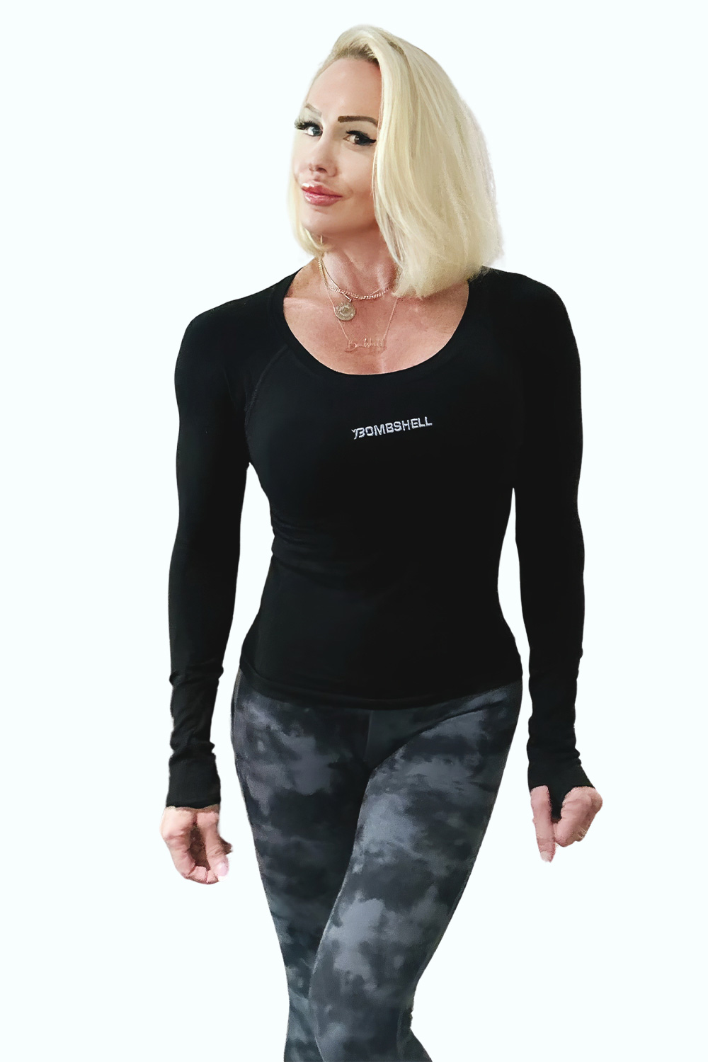 Bombshell Seamless Long Sleeve with Thumbholes - Black/Grey - Bombshell ...