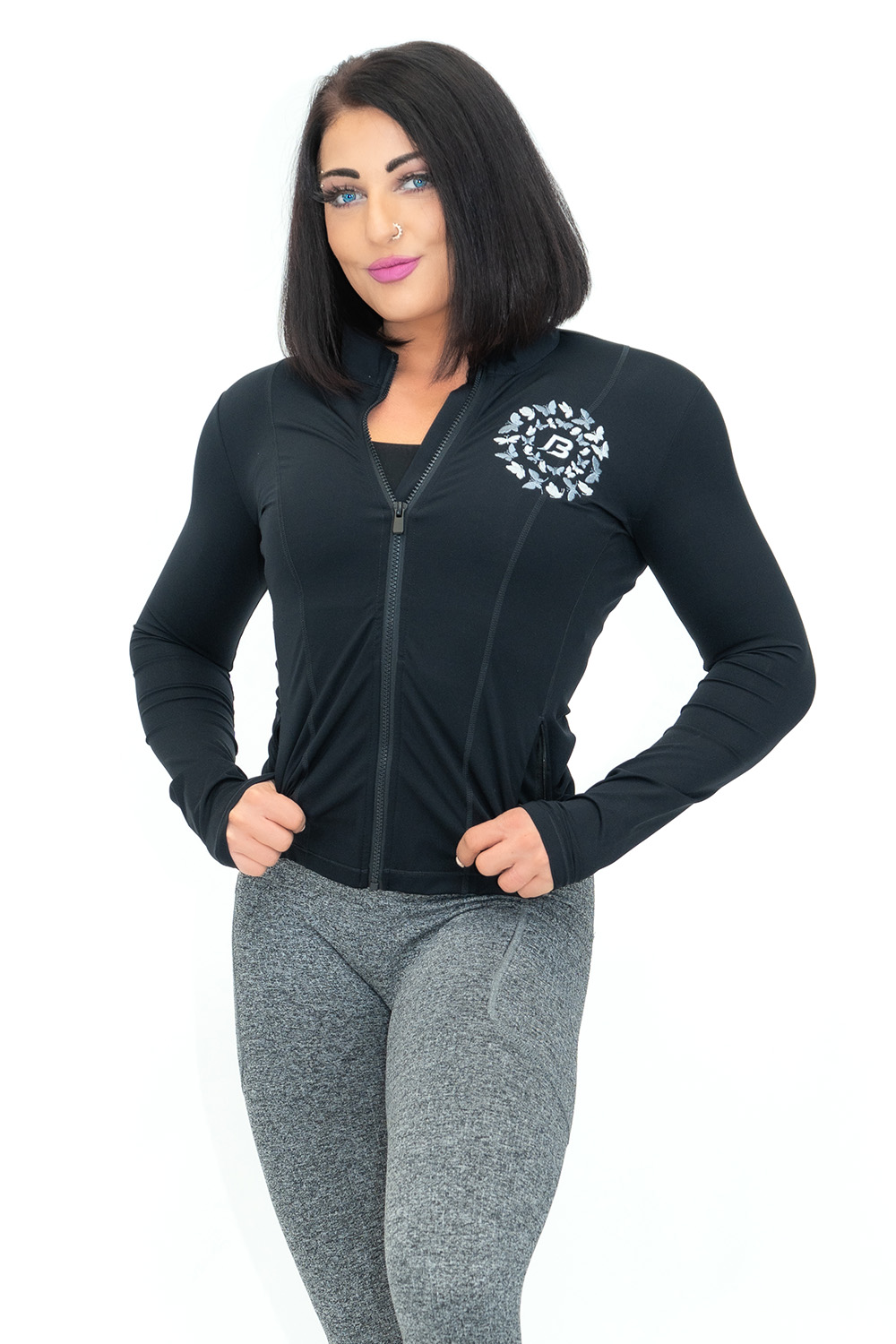 Bombshell Butterfly Hourglass Zip Up Jacket - Black/Grey - Bombshell ...